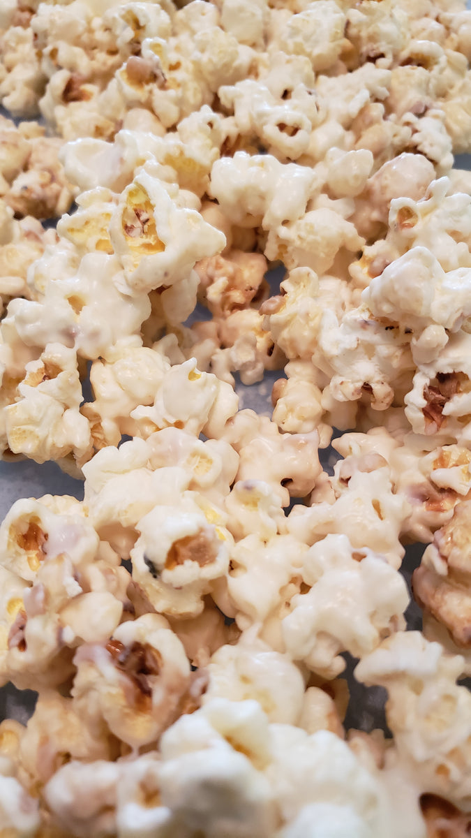 Gourmet White Chocolate Covered Kettle Corn – Sweet Lovable Chocolates